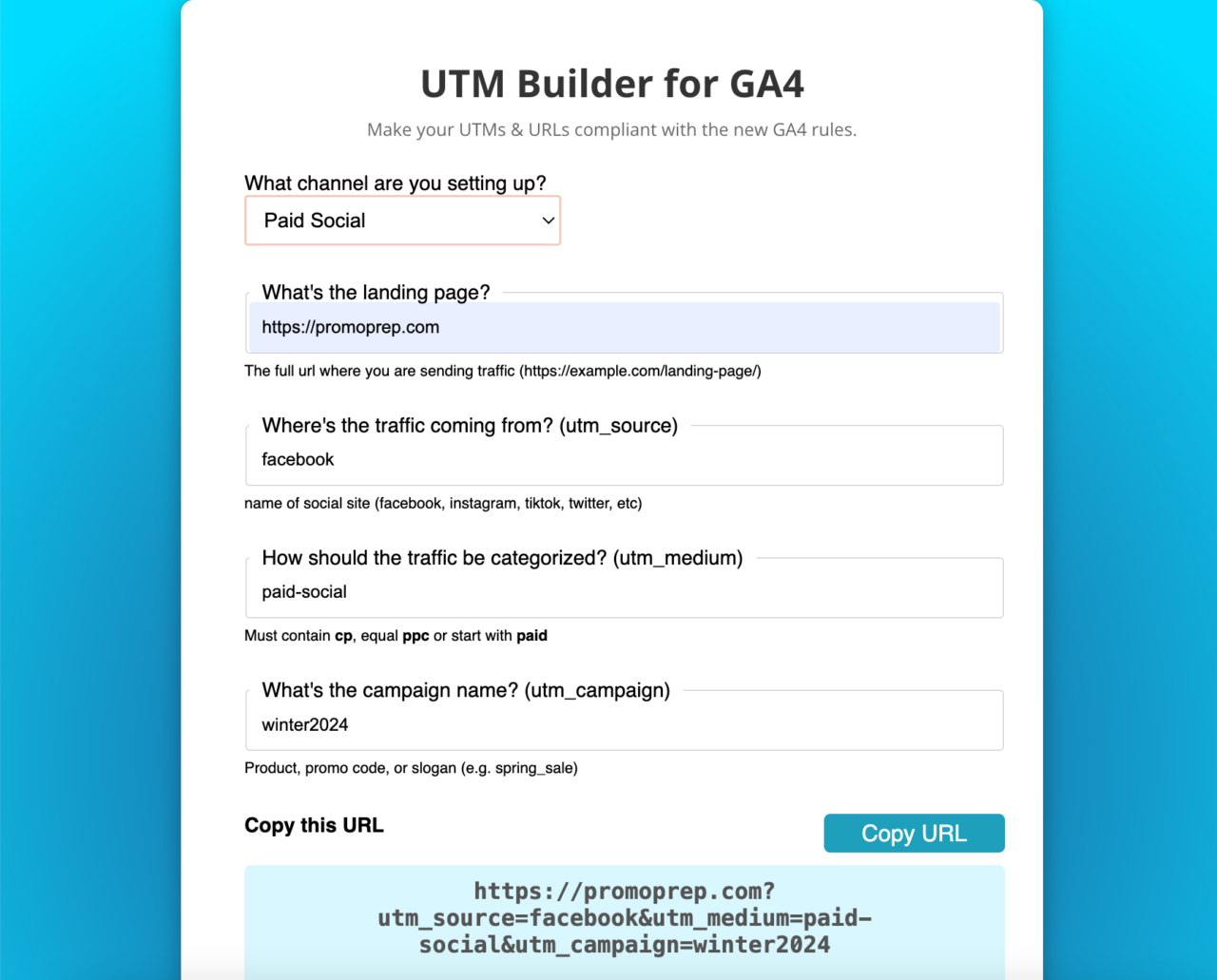 GA4 UTM Builder by UTMPrep - GA4 Tools